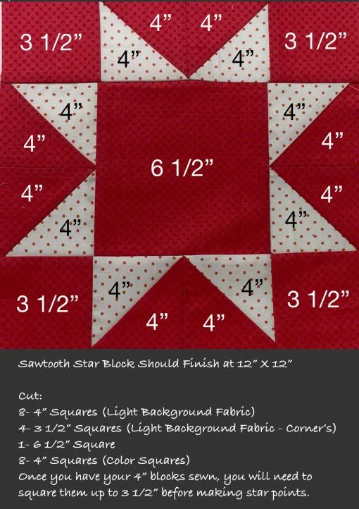 SAWTOOTH STAR QUILT BLOCK - Tutorial