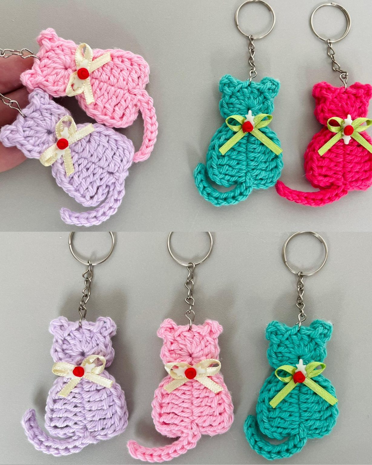Quick and easy crochet kitten keychain